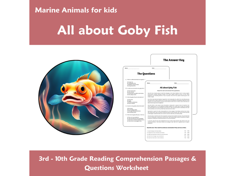 All About Goby Fish - Reading Comprehension Passages & Questions ...