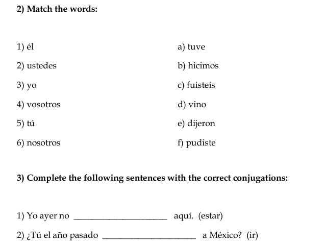 Spanish Past Tense Irregular Verbs Worksheets | Teaching Resources