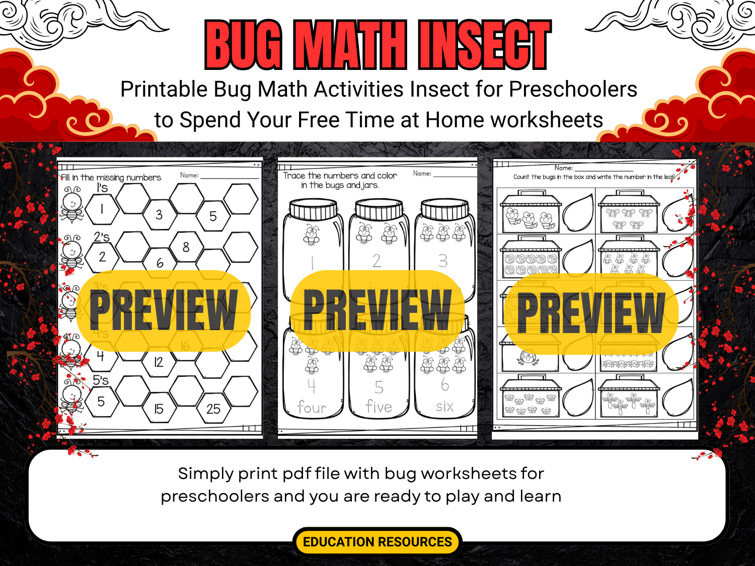 Printable Bug Math Activities – Insect Worksheets for Preschoolers ...