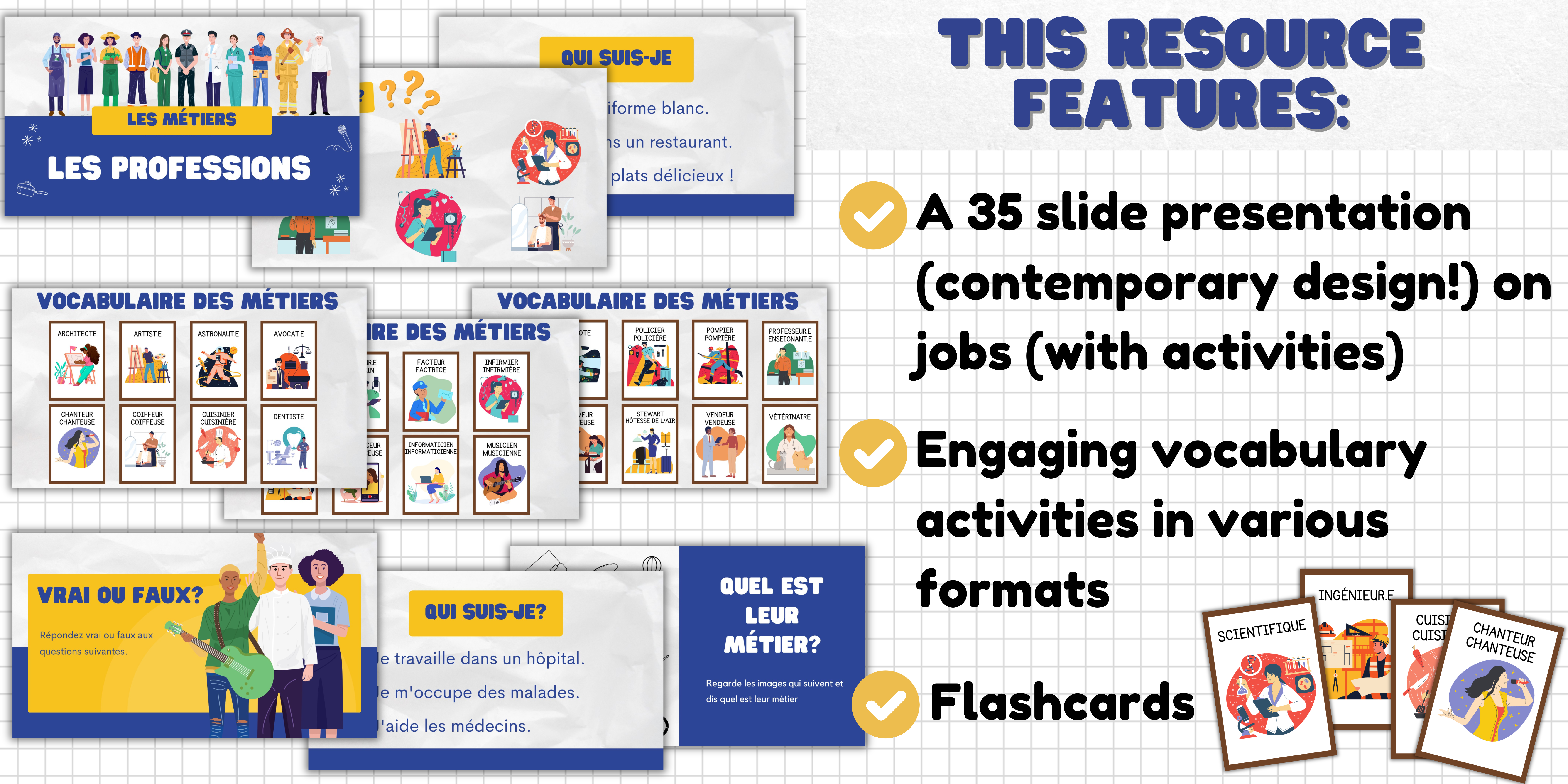 French Jobs and Professions Presentation Vocabulary and Activities Les ...