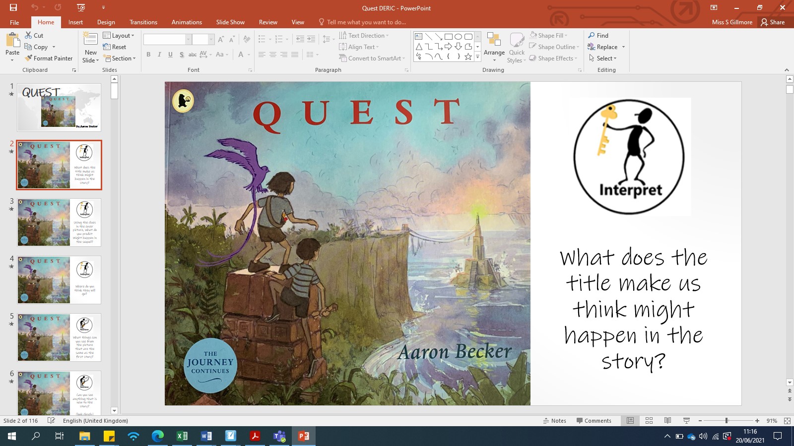 Quest Picture Book Whole Class Guided Reading DERIC Inference Focus ...