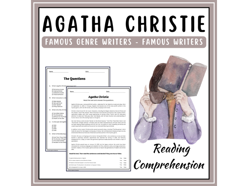 Agatha Christie Reading Comprehension Passages & Questions Worksheets ...