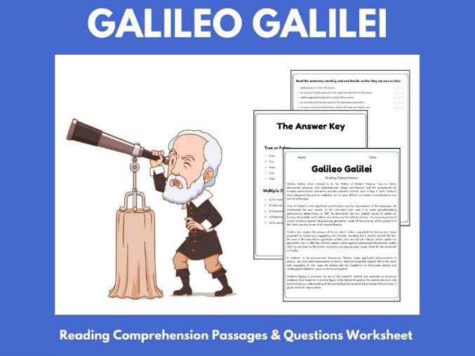 Galileo Galilei: Reading Comprehension Passages & Questions Worksheets ...