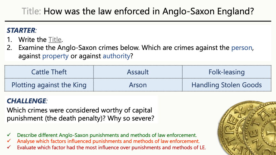 Justice in Anglo-Saxon England (Edexcel) | Teaching Resources