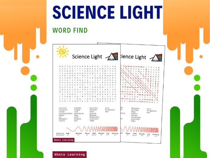 SCIENCE LIGHT ENERGY ACTIVITY WORD FIND CROSSWORD SOLVER CROSS SEARCH 