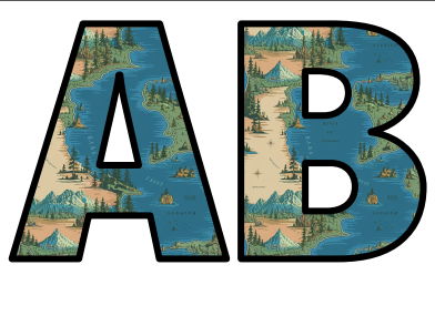 Geography Treasure Map Lettering Set Display Title Letters Numbers ...