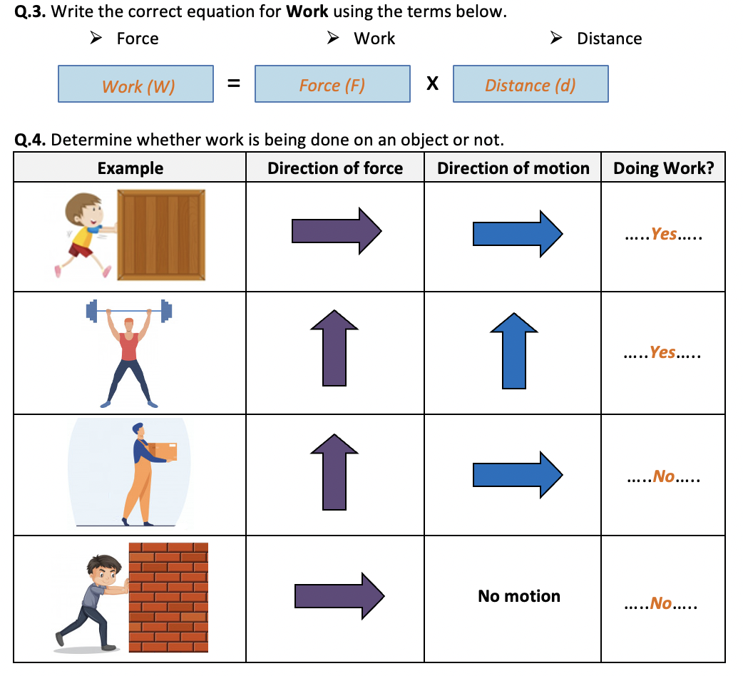 Work And Power Worksheet