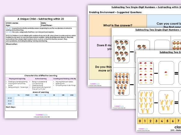 EYFS Maths Subtracting within 20 Learning Activity | Teaching Resources