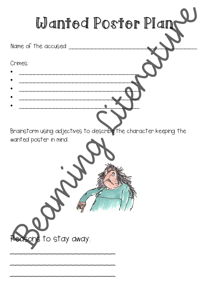 The Twits by Roald Dahl-Writing a: Wanted Poster, Warning Poster ...