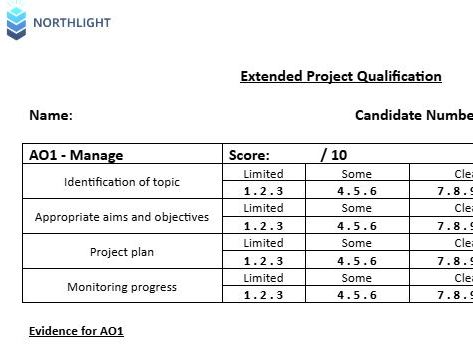 EPQ Marking Sheet | Teaching Resources