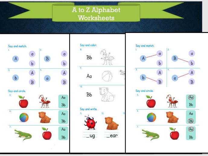 A to Z Alphabet Worksheets Pack | 40 Pages | Placement Test, Homework ...