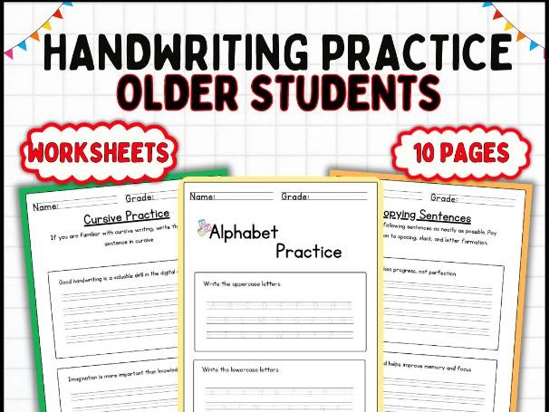 Handwriting Practice for Older Students | Year Long | Print Worksheets ...