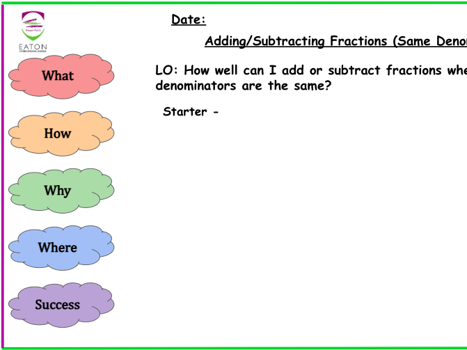 Primary - Adding/Subtracting Fractions (Same Denominator) | Teaching ...