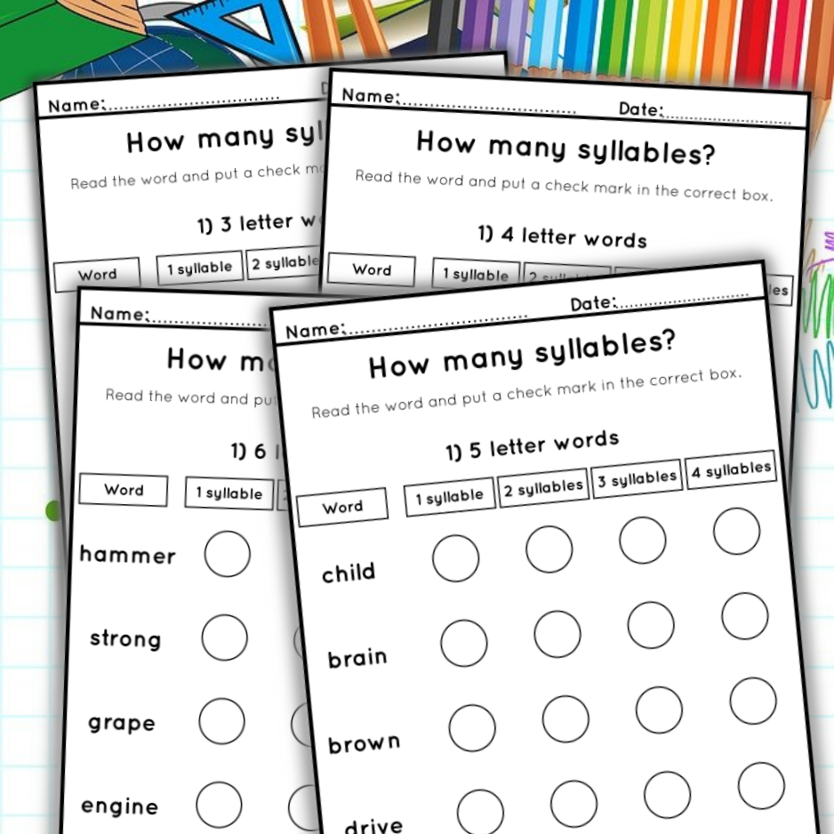 Syllables Worksheets for Dyslexic Kids: How many Syllables (Dyslexia ...