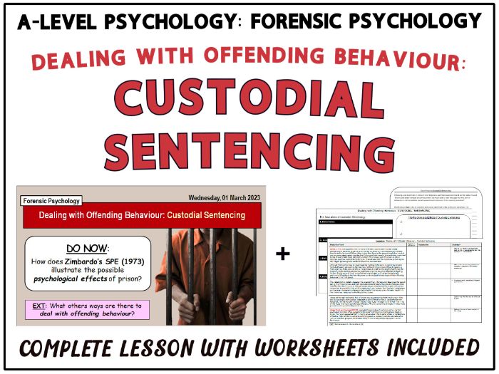 DEALING WITH OFFENDER BEHAVIOUR LESSON BUNDLE: Includes Custodial ...