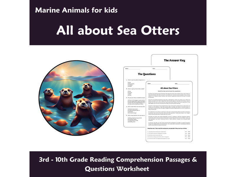 All About Sea Otters - Reading Comprehension Passages & Questions ...
