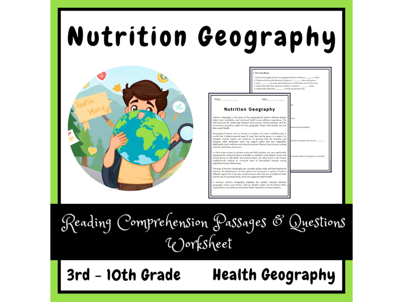 Nutrition Geography Reading Comprehension Passages & Questions ...