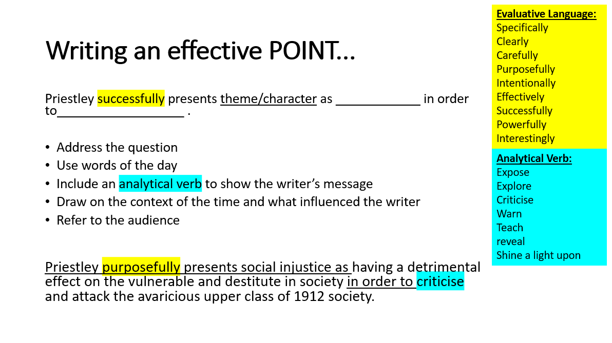 An Inspector Calls - Essay Writing Skills - PETAL - Literature Writing ...