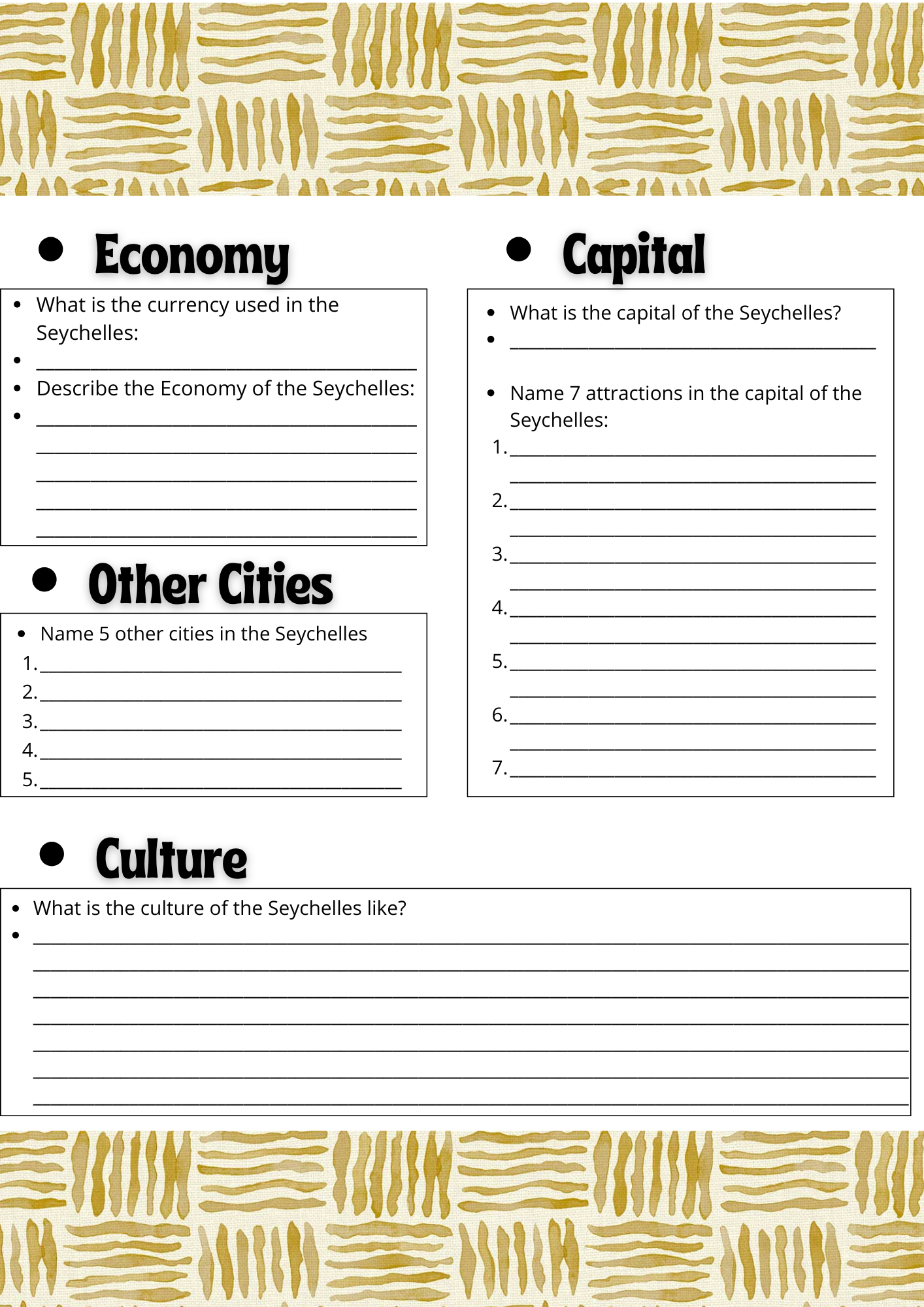 Country Study Research Project - Seychelles - Social Studies - East ...