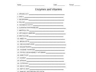 Enzymes and Vitamins Word Scramble for Biological Chemistry | Teaching ...