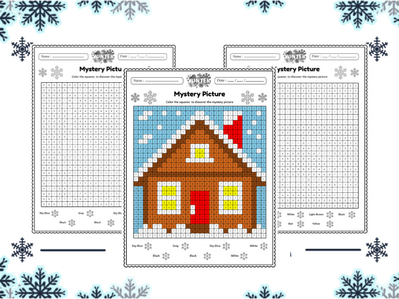 Winter Mystery Pictures : Winter Math Activities Printabe for K - 2 ...