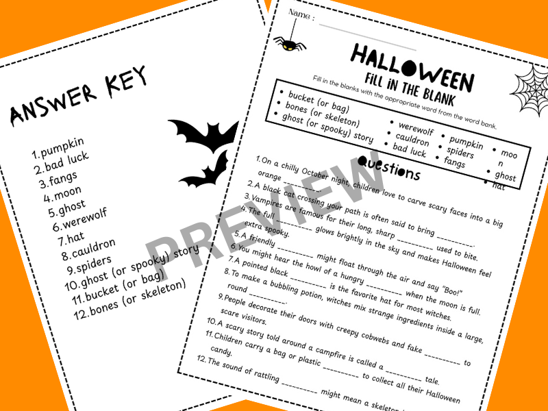Halloween Spooky Fill-in-the-Blank Word Activity | Teaching Resources