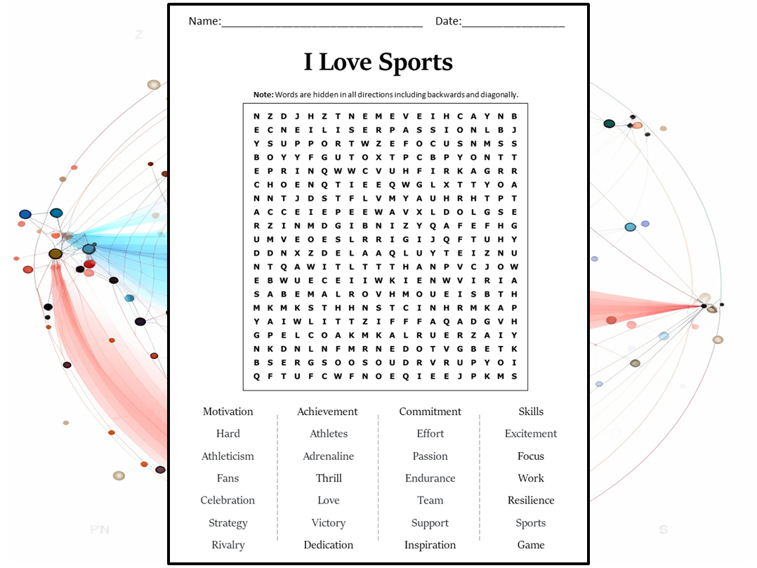 I Love Sports Word Search Puzzle Worksheet Activity | Teaching Resources