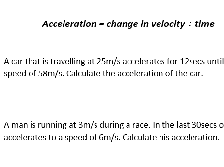 Velocity and Acceleration Questions | Teaching Resources