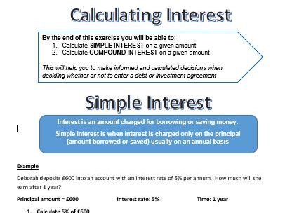 Simple and Compound Interest | Teaching Resources