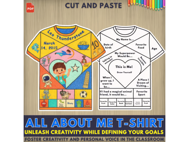 Creative All About Me T-Shirt Worksheet – Back to School Project ...