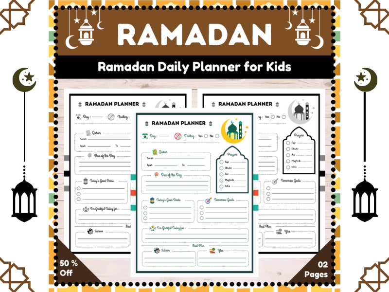 Ramadan planner and journal for kids : Fun and Interactive Planner ...