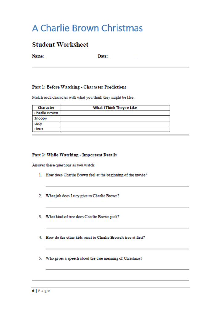 A Charlie Brown Christmas Lesson Plan: 3–5 Reading & SEL Activities ...