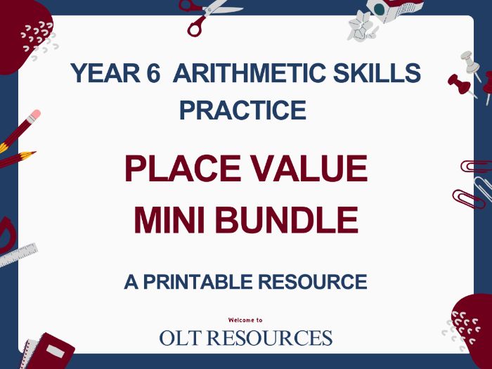 Year 6 Maths Arithmetic One-Page Skills Practice - Place Value Mini ...