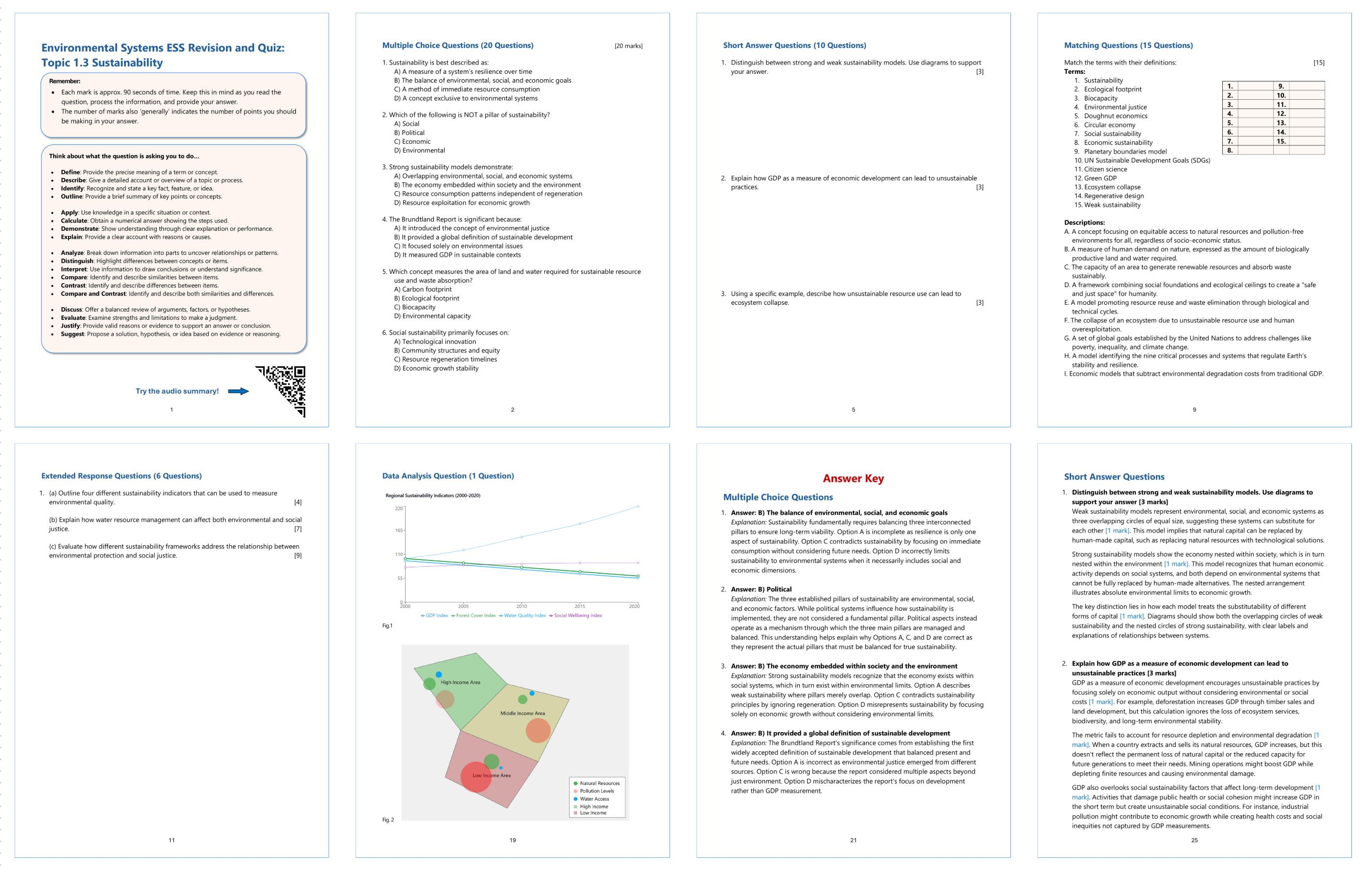 IB DP ESS 1.3 Sustainability: Quiz & Revision Worksheets - 2026 ...