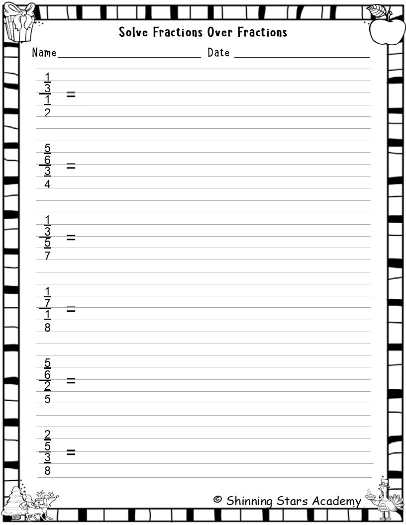 Solve Fractions over Fraction Division Problems Worksheets | Printable ...