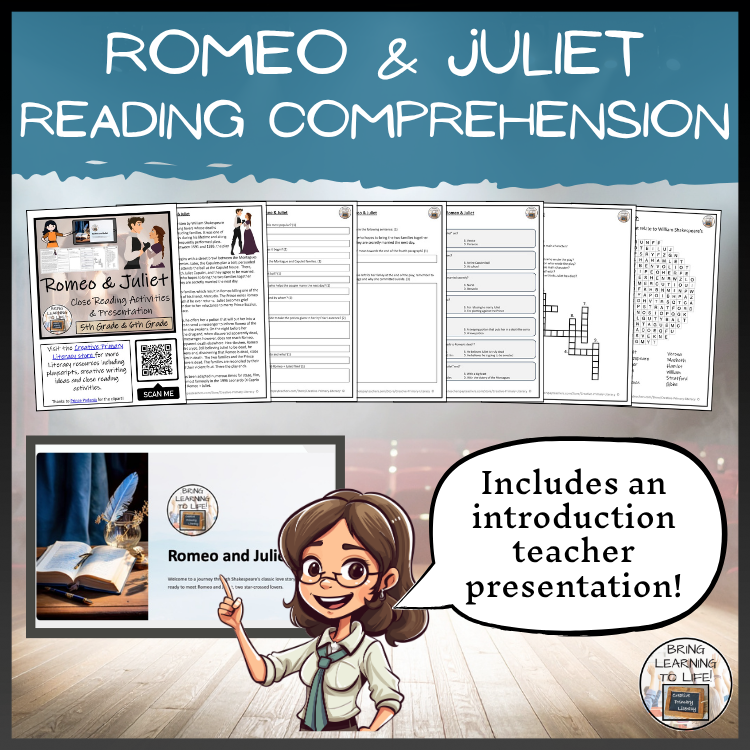 Romeo and Juliet Reading Comprehension Activities | Year 5 or Year 6 ...