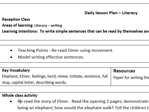 Retelling the story of Elmer lesson plan | Teaching Resources