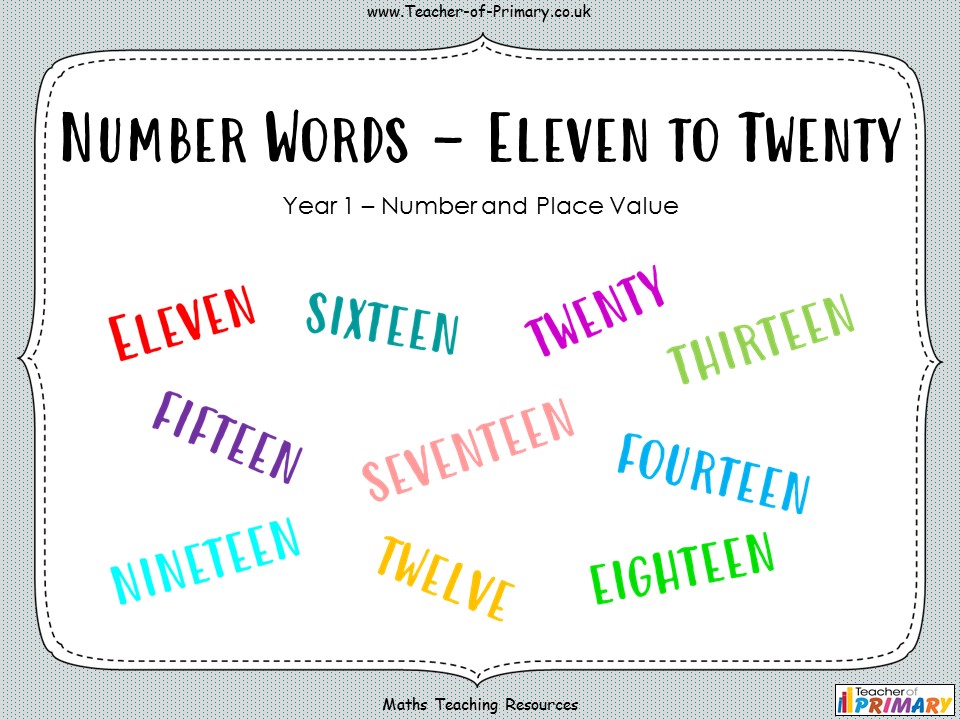 Number Words Eleven To Twenty Teaching Resources