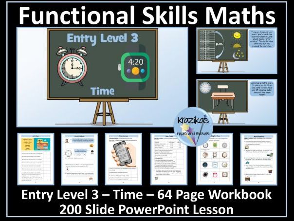 Time - PowerPoint Lesson and Workbook - Functional Skills Maths - Entry ...
