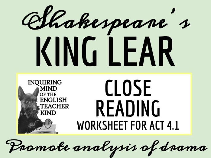 King Lear Act 4 Quiz & Close Reading Bundle | Teaching Resources