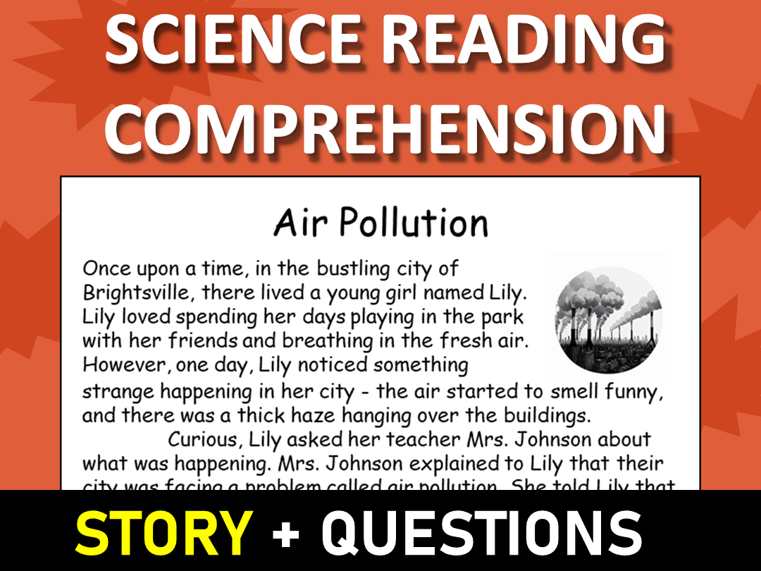 Air Pollution Reading Science Story Comprehension Questions Worksheet | Teaching Resources