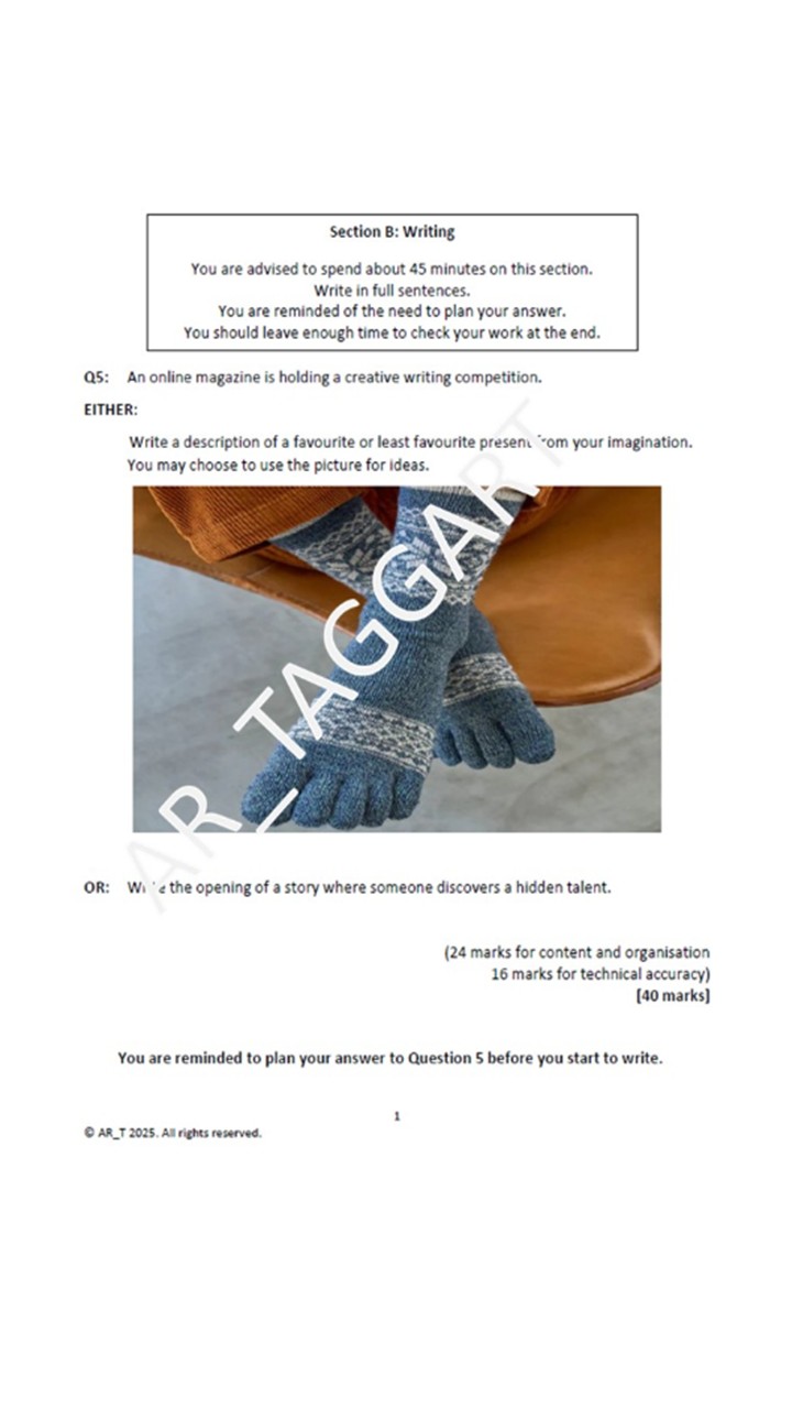 Question 5 - AQA 2026 GCSE English Language Paper 1 | Plans, AO Grids ...