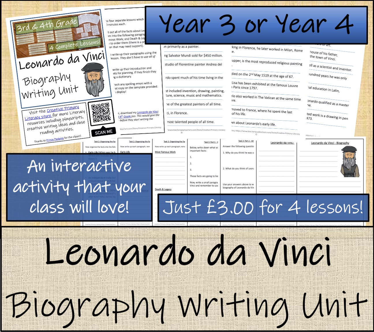 LKS2 Leonardo da Vinci Biography Writing Unit | Teaching Resources