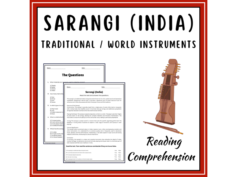 Sarangi (India) Reading Comprehension Passages & Questions Worksheets ...