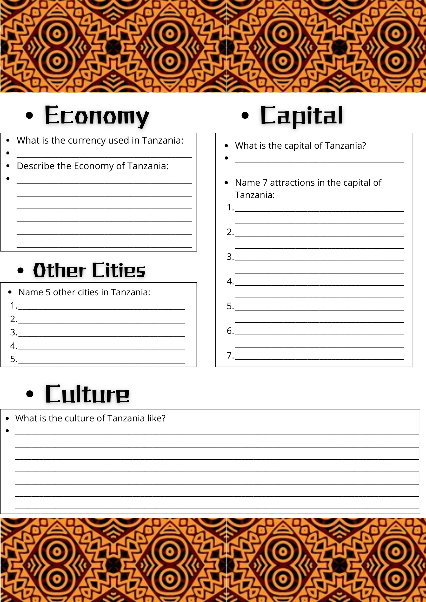 Country Study Research Project - Tanzania - Social Studies Report ...
