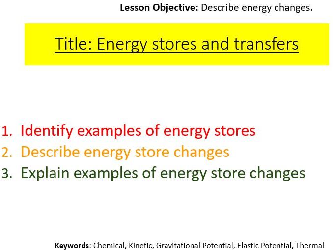 Conservation of Energy - Energy Stores and Transfers | Teaching Resources