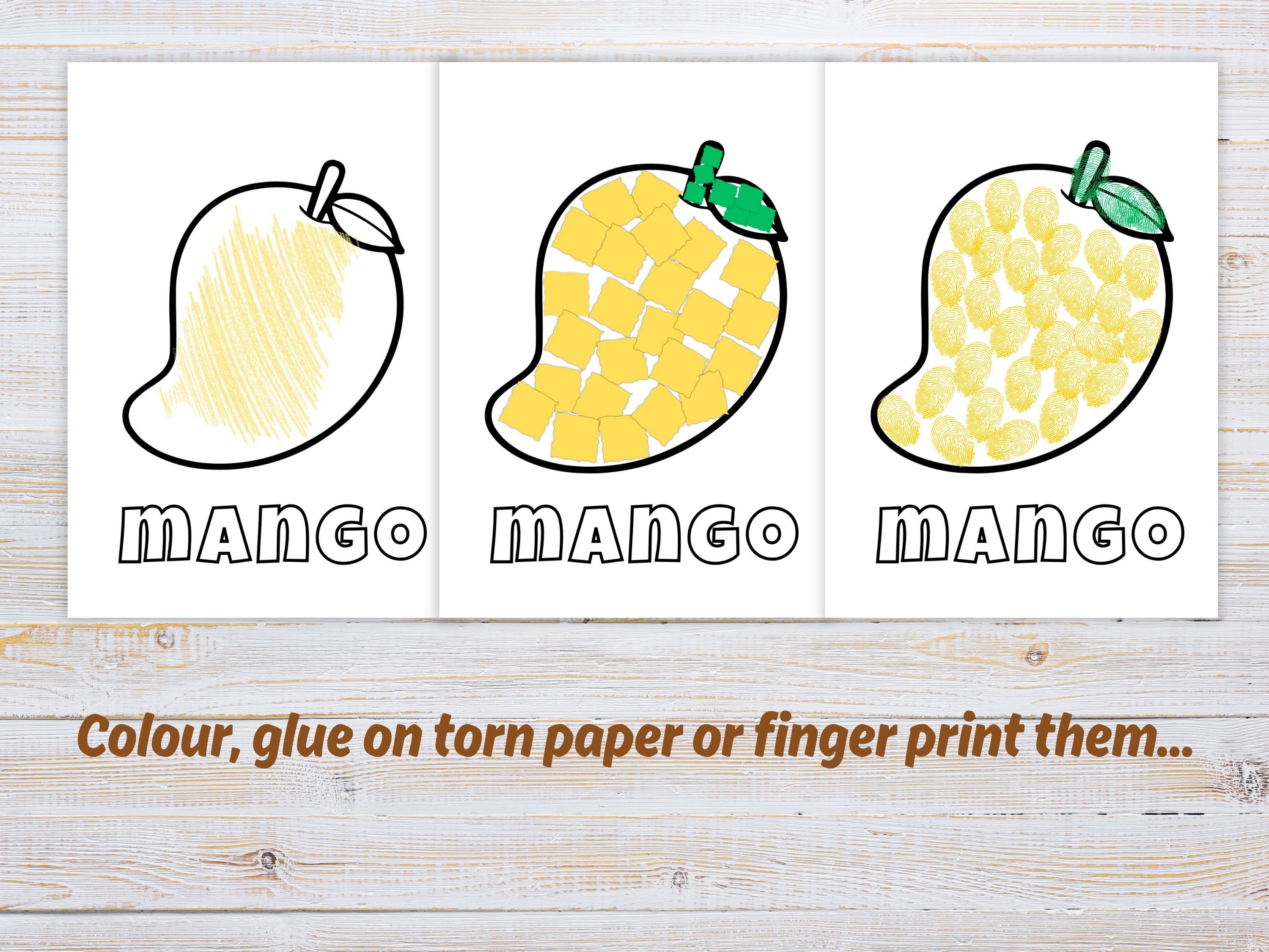 Torn Paper Fruit Paper craft for kids | Teaching Resources