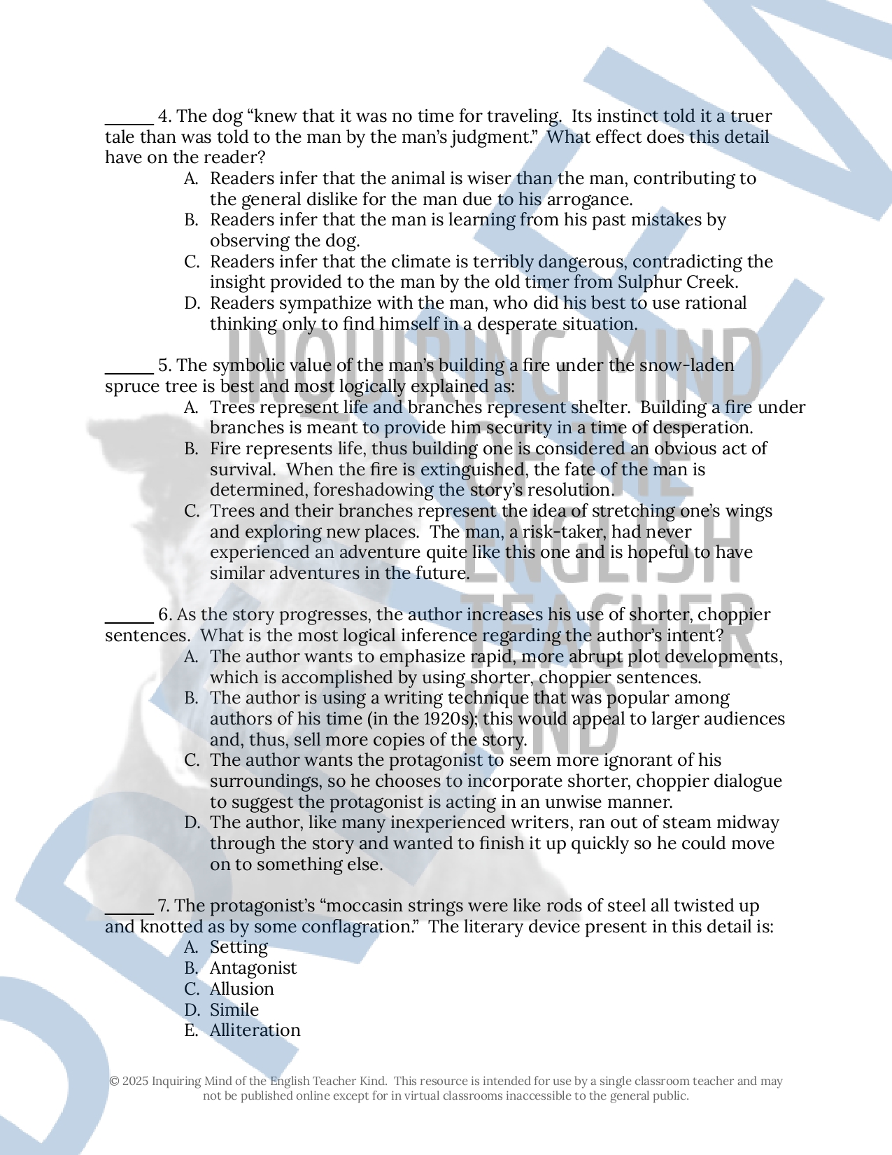 “To Build a Fire” by Jack London Close Reading Analysis Worksheet ...