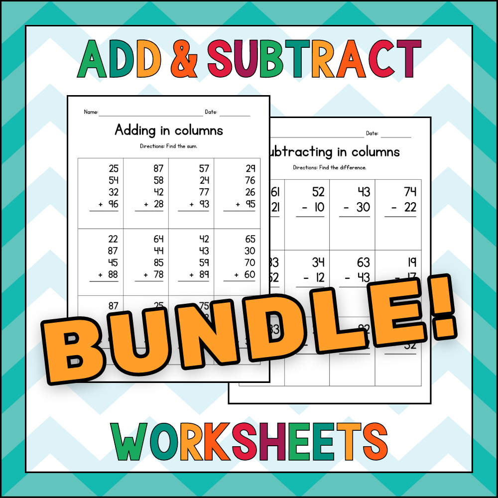 Adding Subtracting Numbers In Columns BUNDLE Vertical Addition