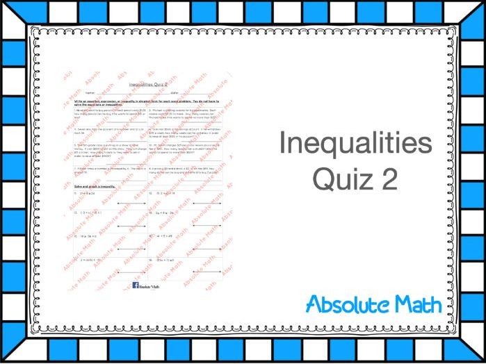Inequalities Quiz 2 | Teaching Resources
